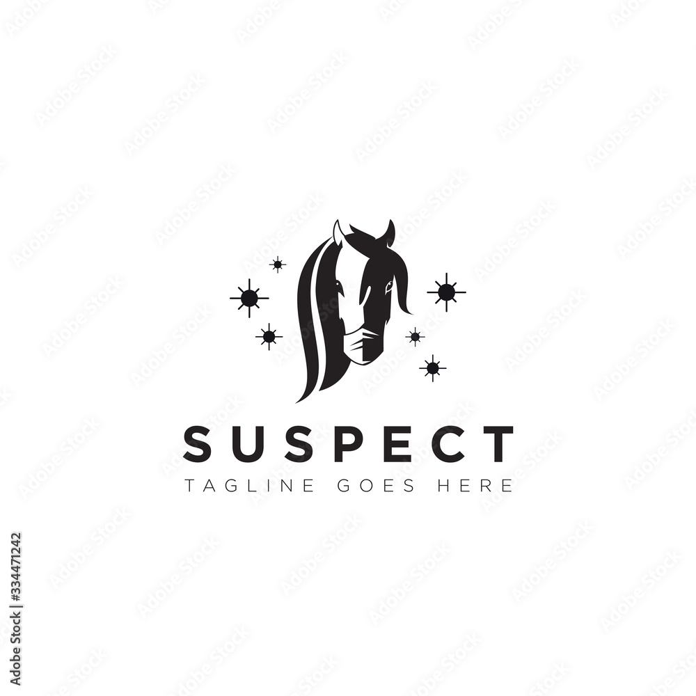 suspect logo, with head horse and virus vector Stock Vector | Adobe Stock