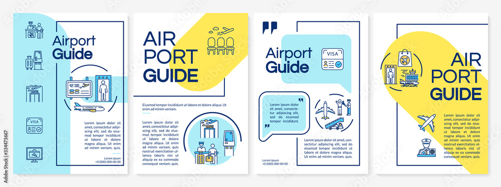 Airport guide brochure template. Airline company, commercial flights ...