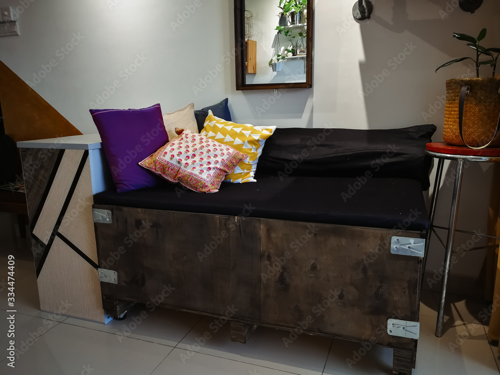 Big cargo wooden crate upcycled into a sofa to match the industrial ...