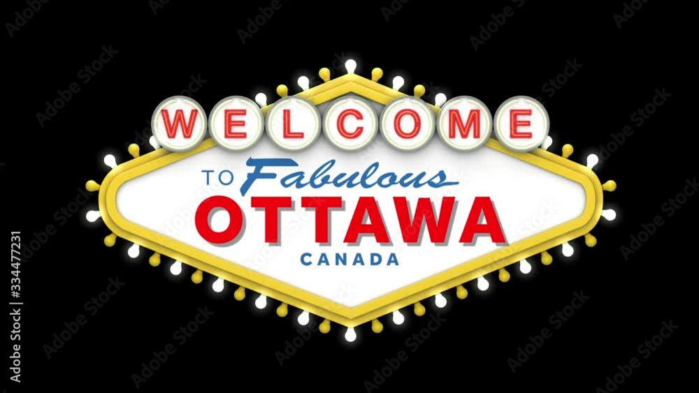 Welcome to Ottawa sign in classic retro las vegas style design . 3D ...