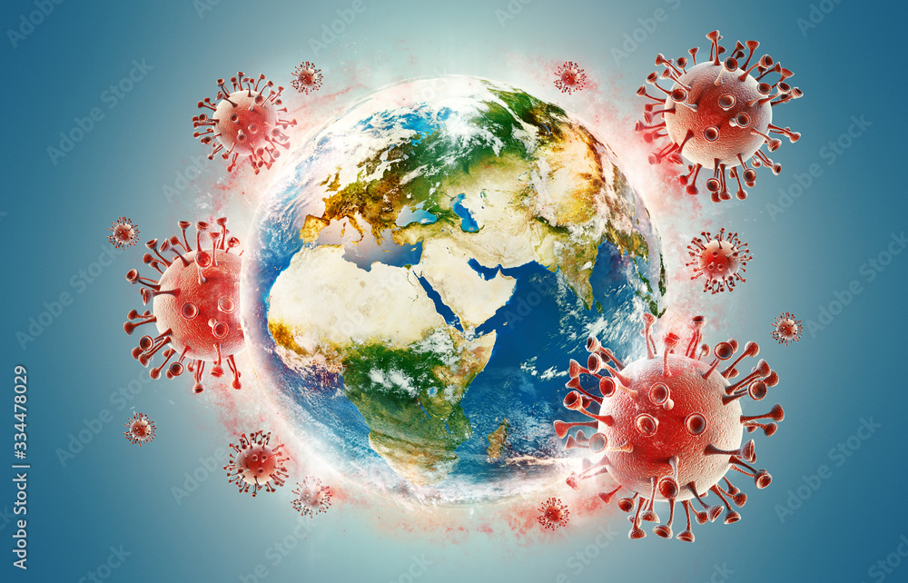High resolution Coronavirus concept, infected world or earth. Dangerous ...