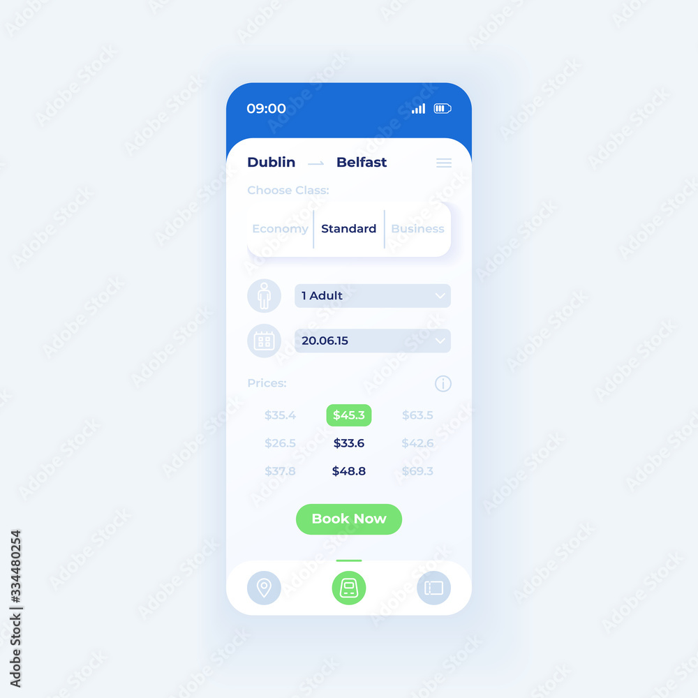 Tickets ordering application smartphone interface vector template ...
