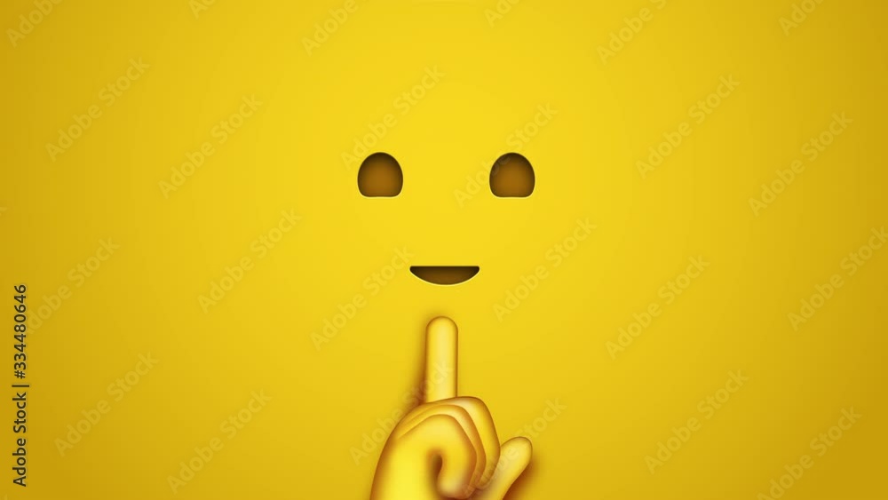 Animated colorful looping shushing face emoji background for apps or ad ...