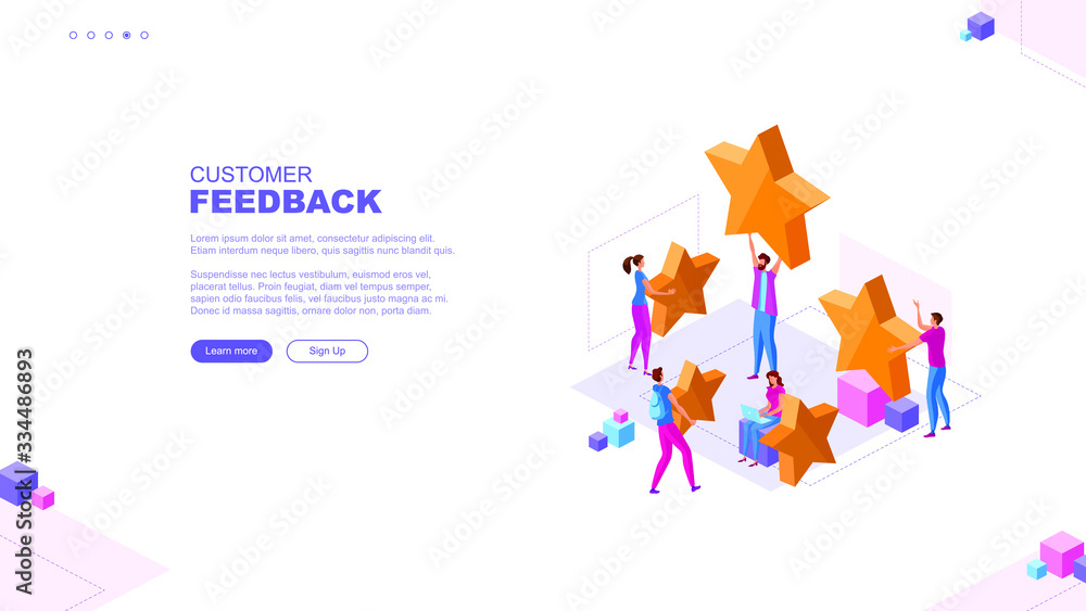 Trendy flat illustration. Customer reviews rating page concept. Online ...