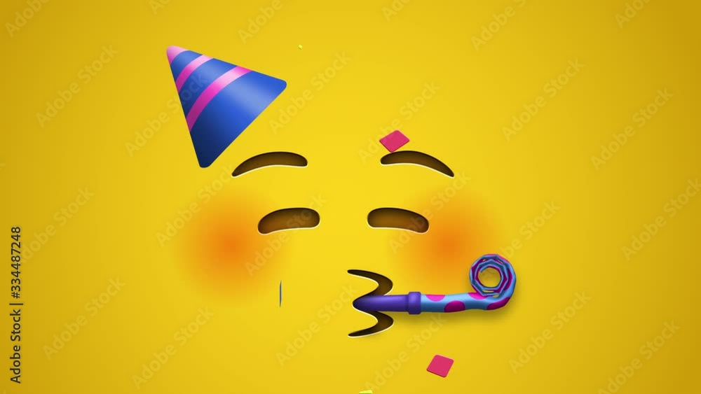 Animated colorful looping partying face emoji background for apps or ad ...