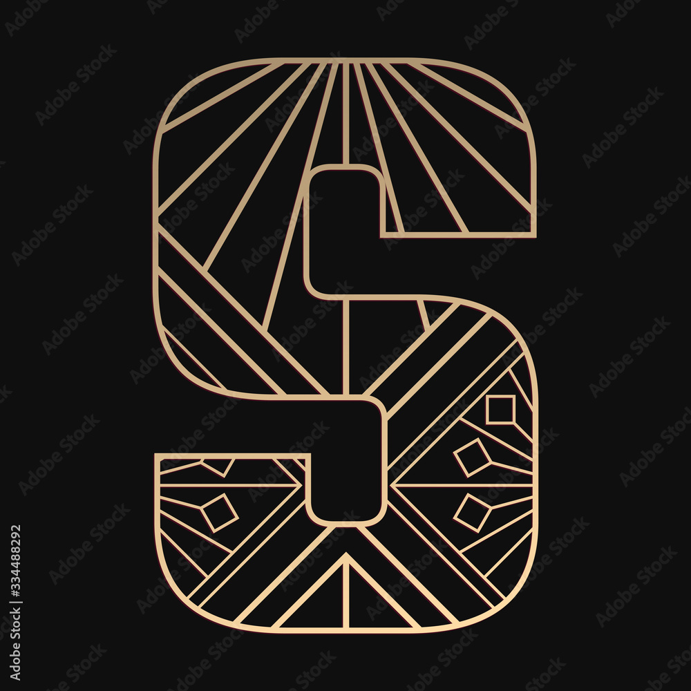 Laser cutting letter S. Art deco vector design. Plywood lasercut gift ...