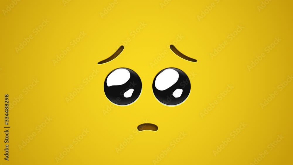 Animated colorful looping pleading face emoji background for apps or ad ...