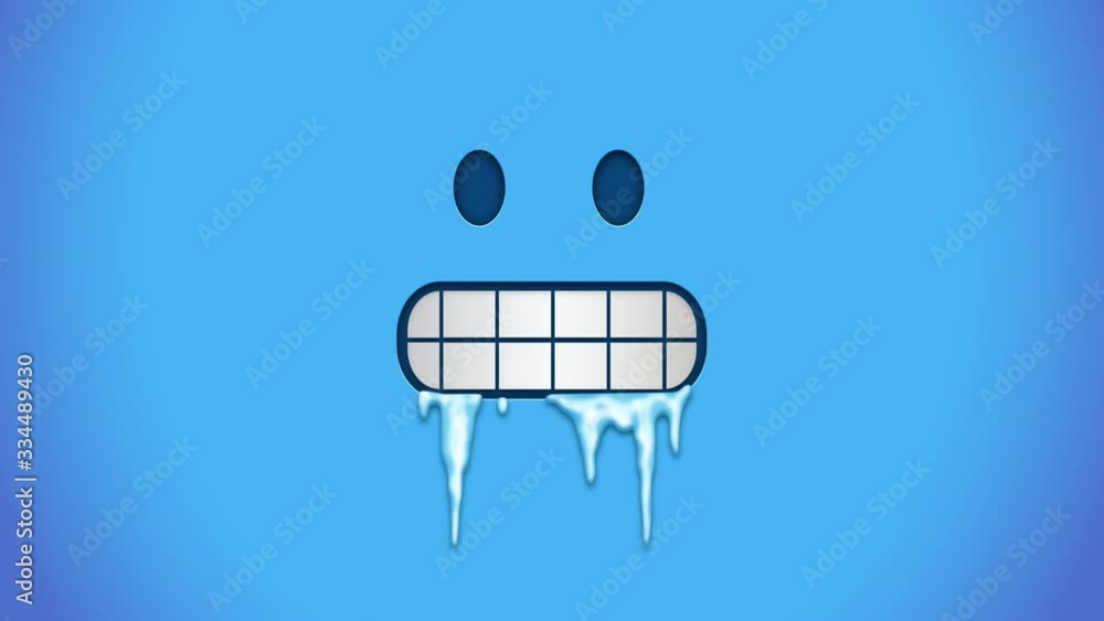 Animated colorful looping cold freezing face emoji background for apps ...