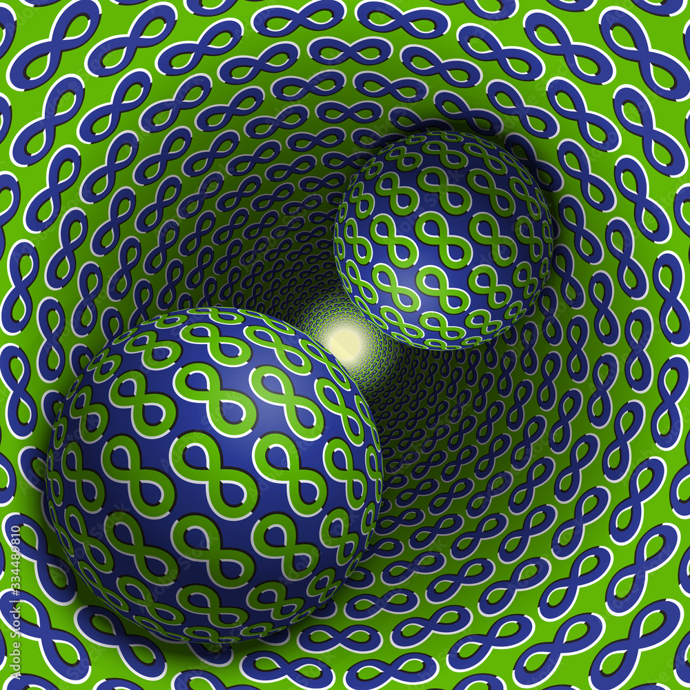Two balls are moving in hole. 3d objects of infinity symbols pattern ...