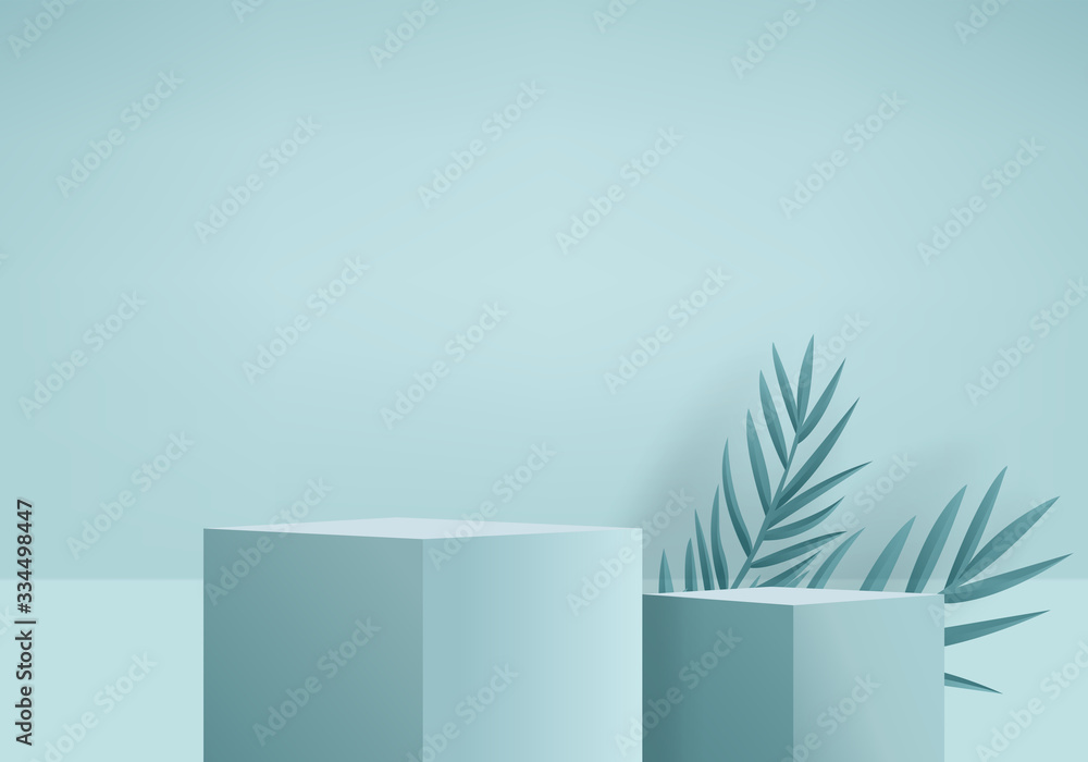 Background vector 3d green rendering with podium and minimal green ...
