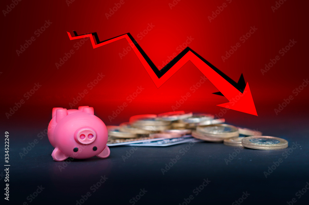 Concept of financial crisis caused by the covid-19 coronavirus in the ...