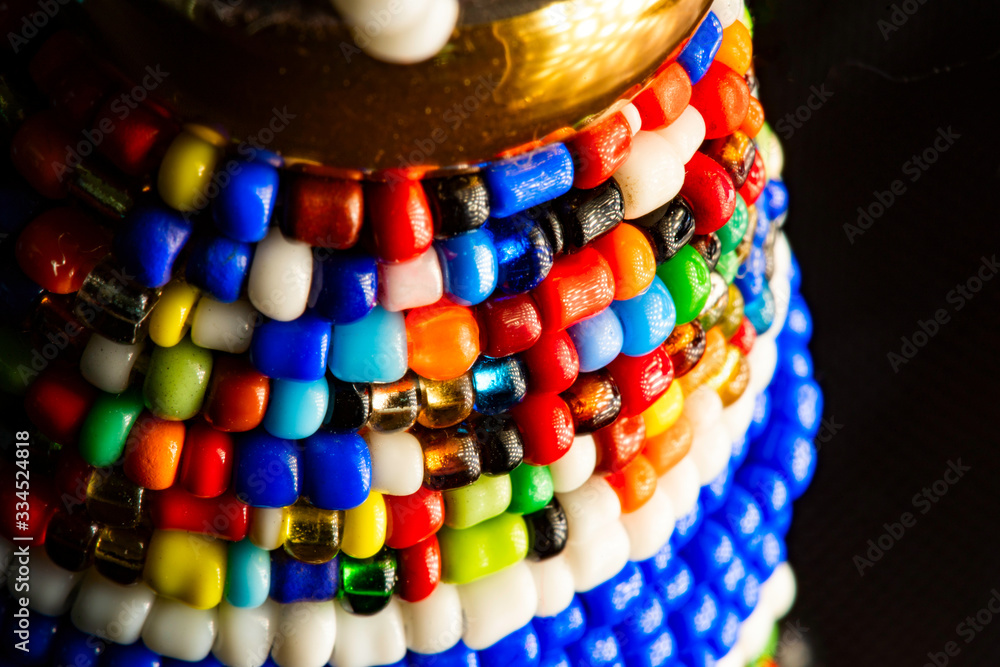 African beads on Ndebele doll close up macro Stock Photo | Adobe Stock