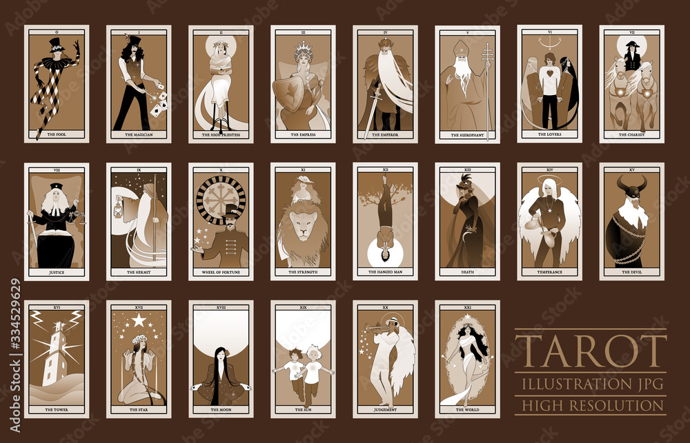 22 Major Arcana of the Tarot card in full. JPG illustrations in high ...