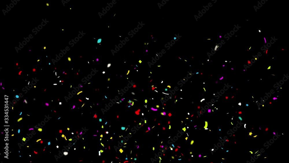 Colorful isolated confetti particles Explosions popper falling 4k Animation. Alpha Matte Channel ...