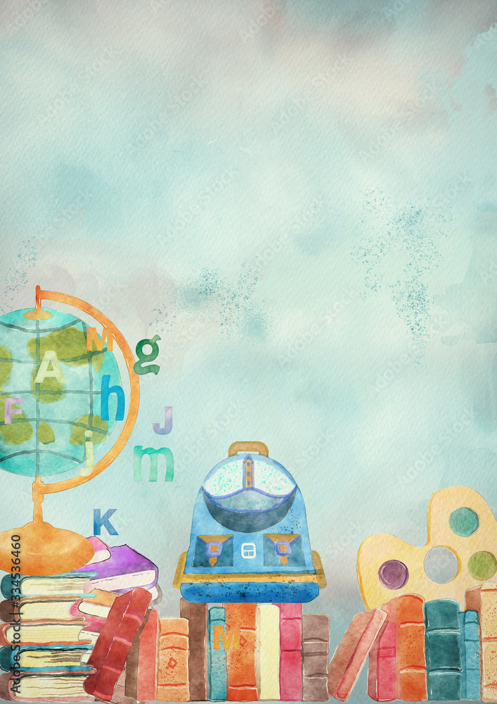 Watercolor school background Stock Illustration | Adobe Stock