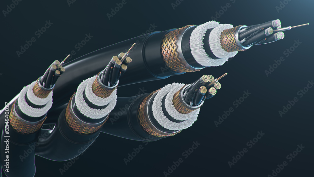 3d illustration, concept of fiber optic cable on a colored background ...