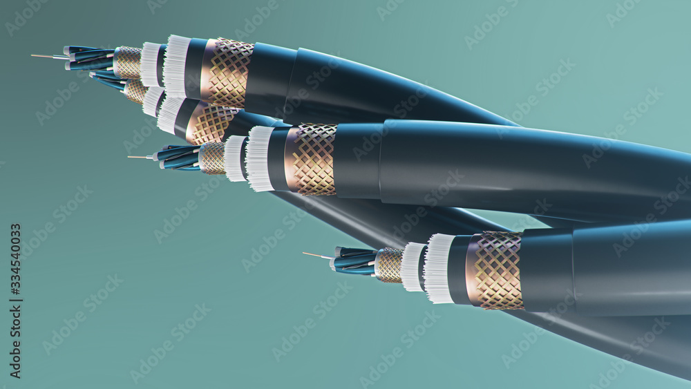 3d illustration, concept of fiber optic cable on a colored background ...