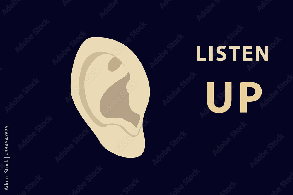 ear icon design in flat style isolated on dark blue background. simple ...
