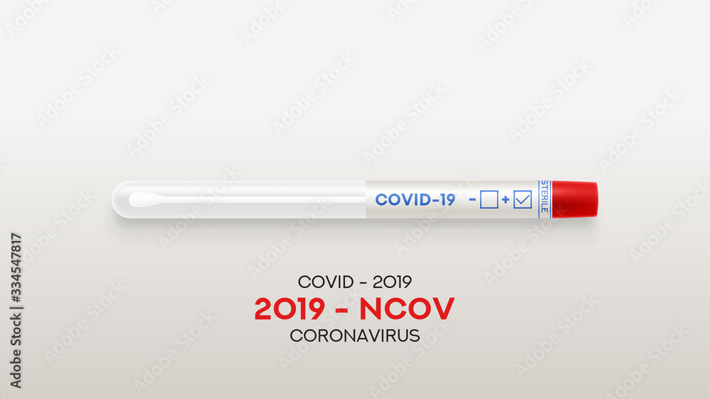 Test tube with cotton swab for nasopharyngeal specimens. Realistic tube ...