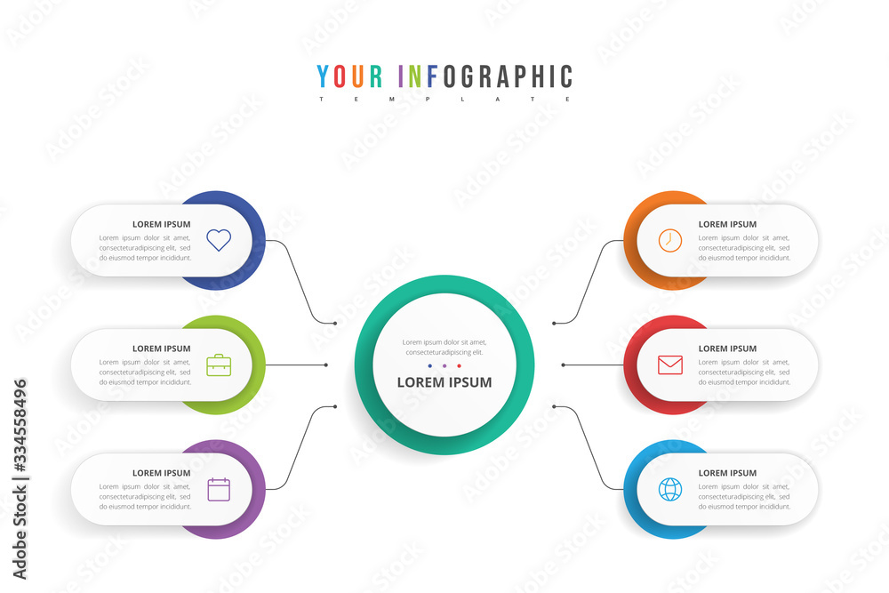Business circle template with 6 options for brochure, diagram, workflow ...