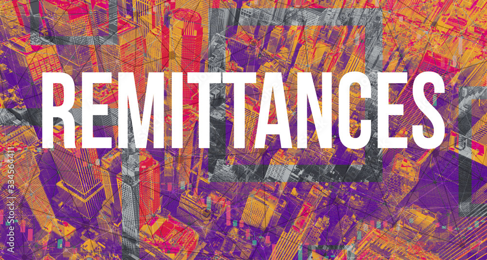 Remittances theme with Manhattan New York City skyscrapers Stock Photo ...