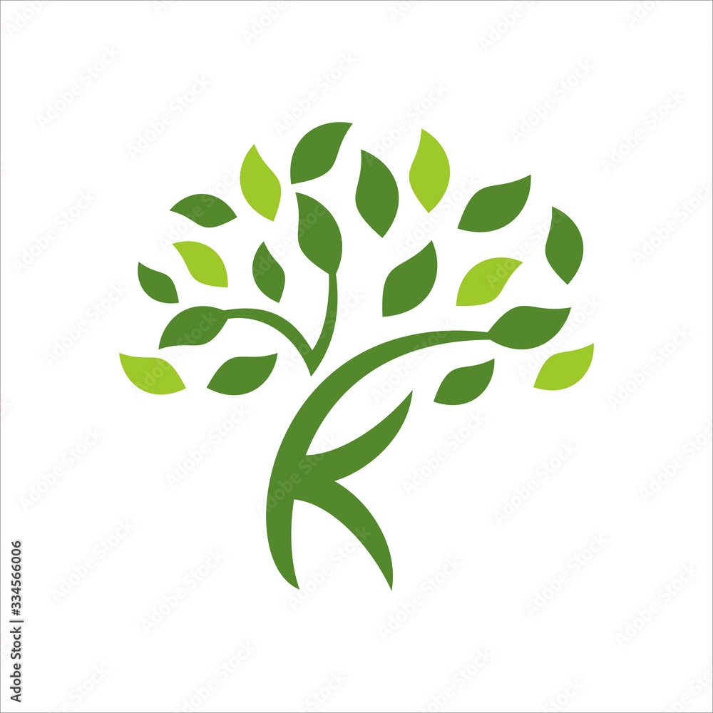 Letter K Tree Leaf Nature Logo Design Vector Stock Vector | Adobe Stock