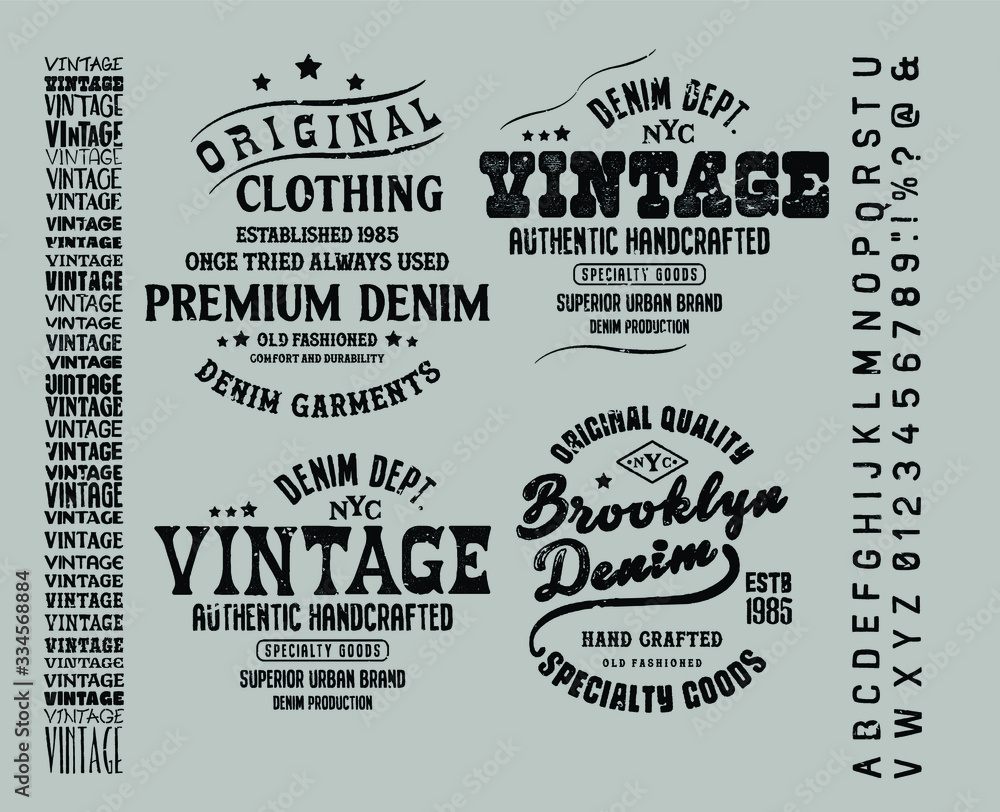 Original vintage Denim print for t-shirt or apparel. Old school vector ...