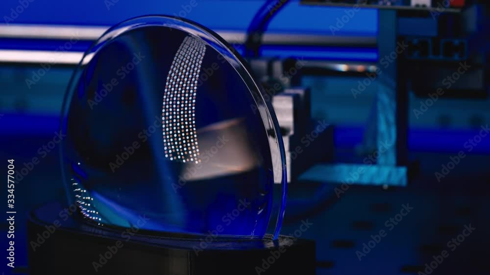 Experiments with a laser system in the laboratory. Beam of RGB laser on ...