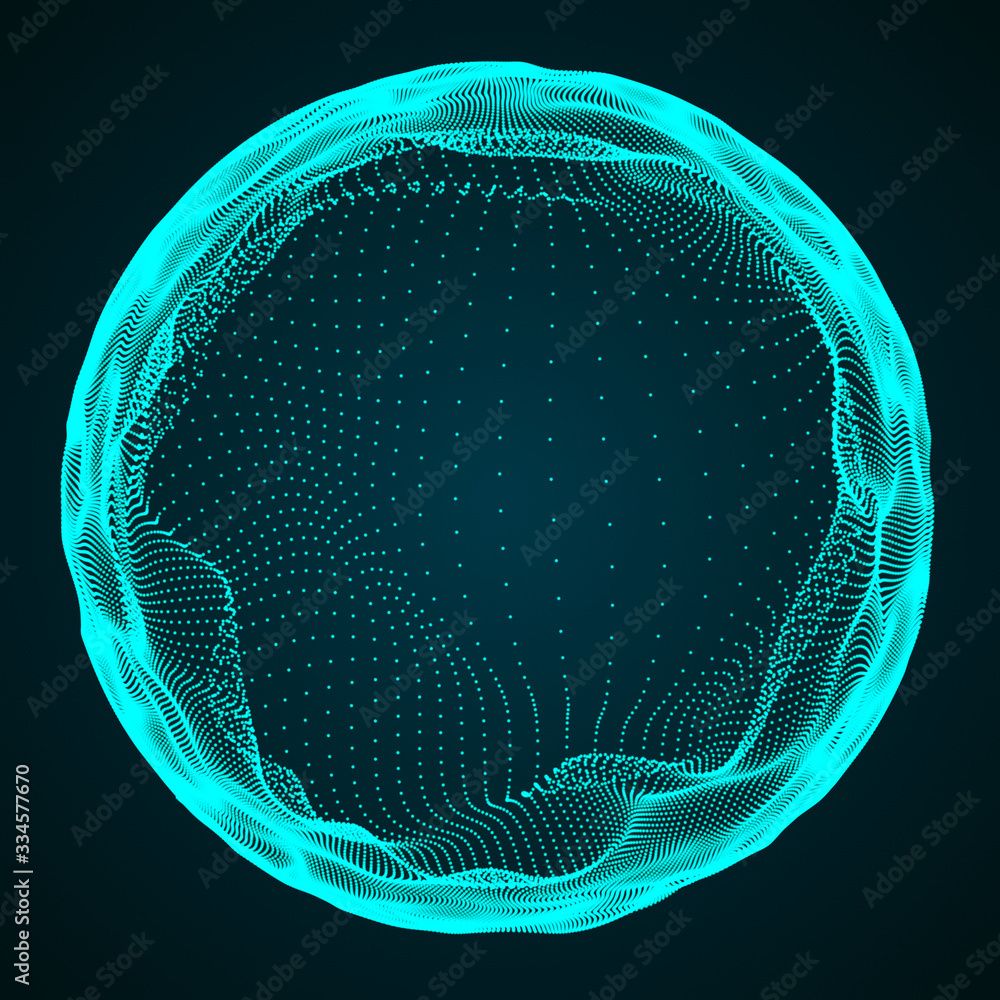 Futuristic sphere of multiple points and lines. Abstract illustration ...