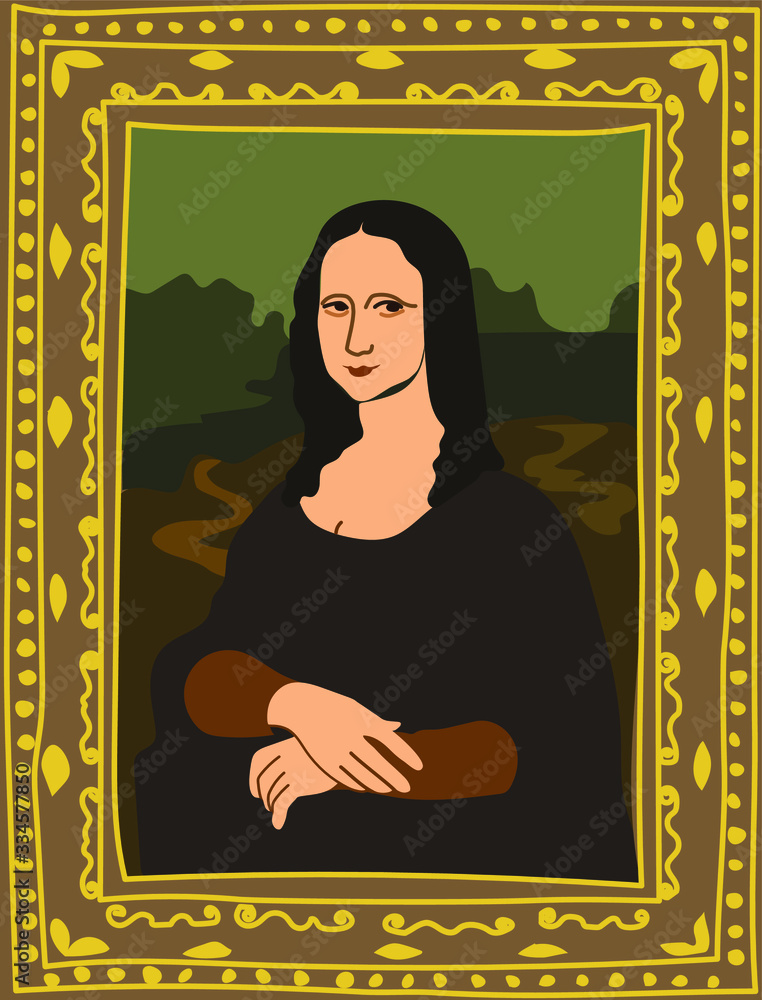 Portrait of Mona Lisa by Leonardo da Vinci Stock Vector | Adobe Stock