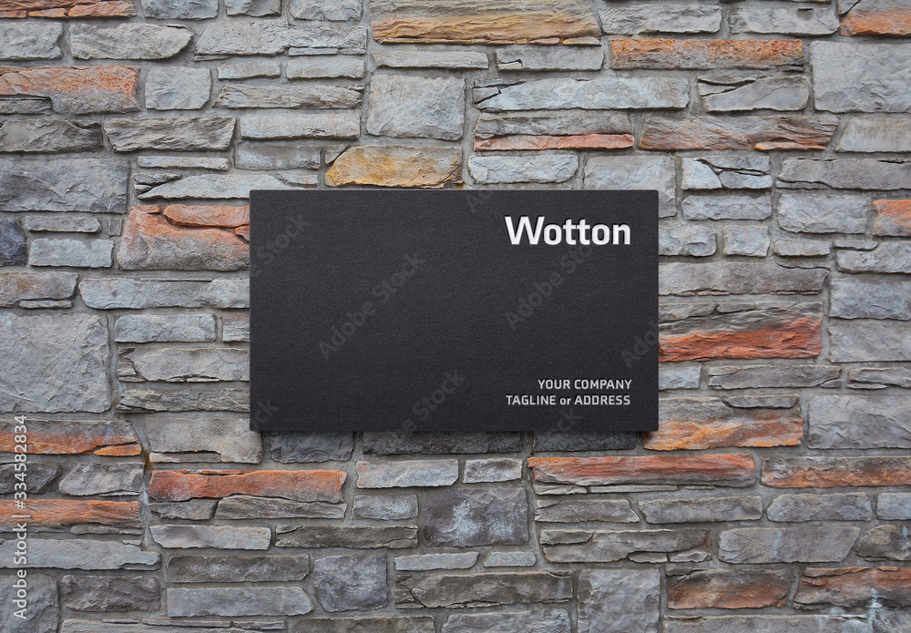 Matte Plastic Logo Sign Mockup on Stone Wall Stock Template | Adobe Stock