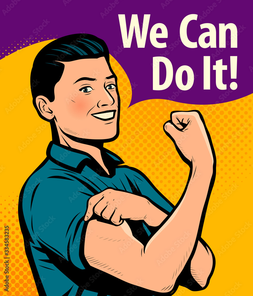 We Can Do It, poster. Retro comic pop art vector illustration Stock ...