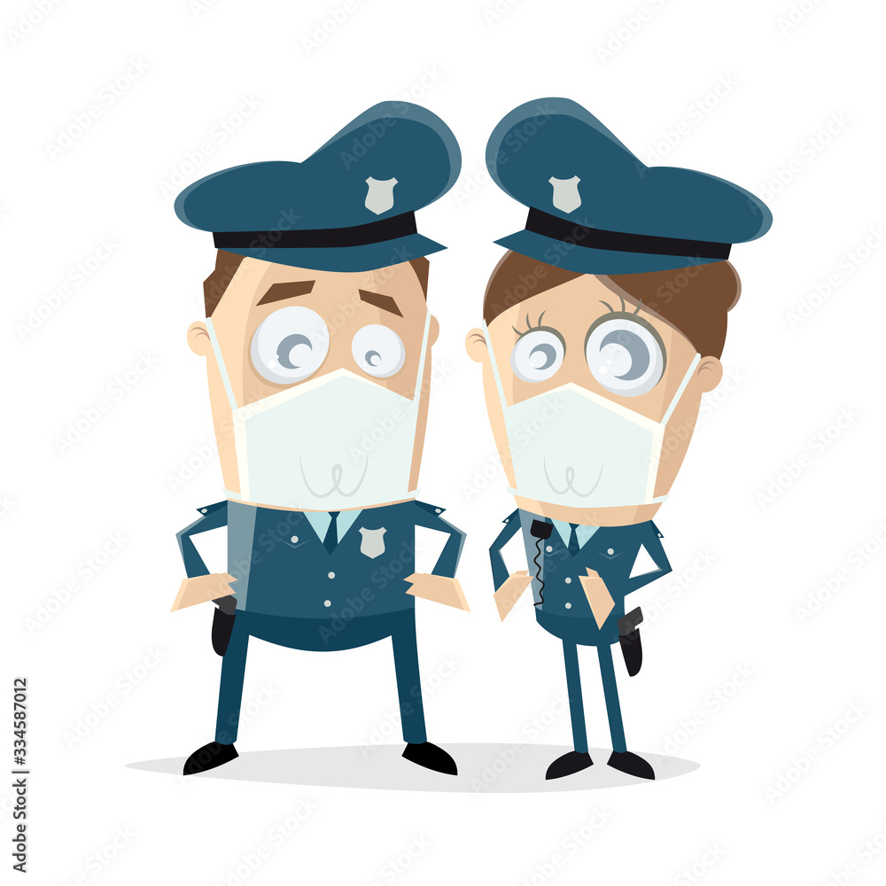 funny clipart of a police officer team with breathing mask Stock Vector ...