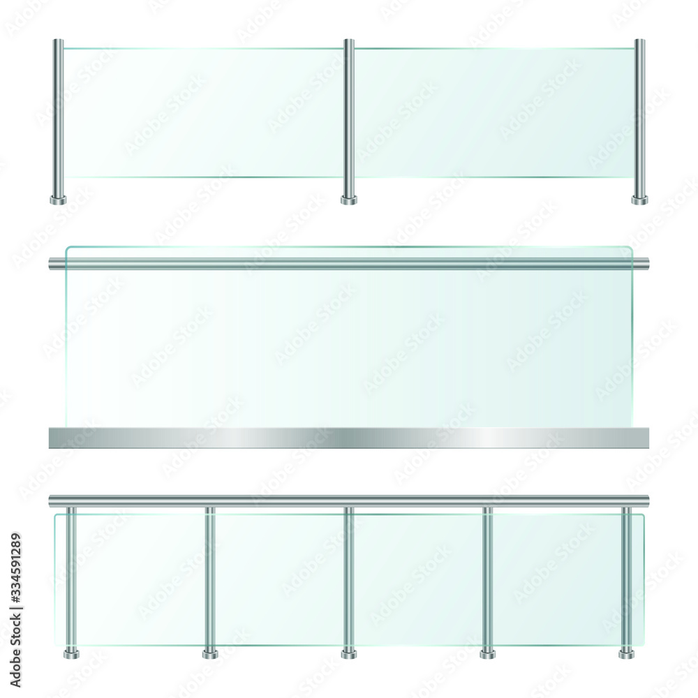 Glass railing set vector design illustration isolated on white ...