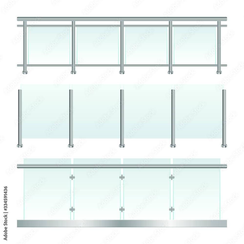 Glass railing set vector design illustration isolated on white ...