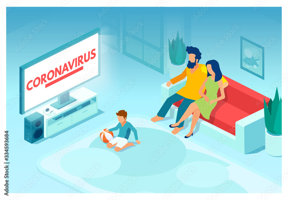 Vector of a family staying together inside their house due to ...