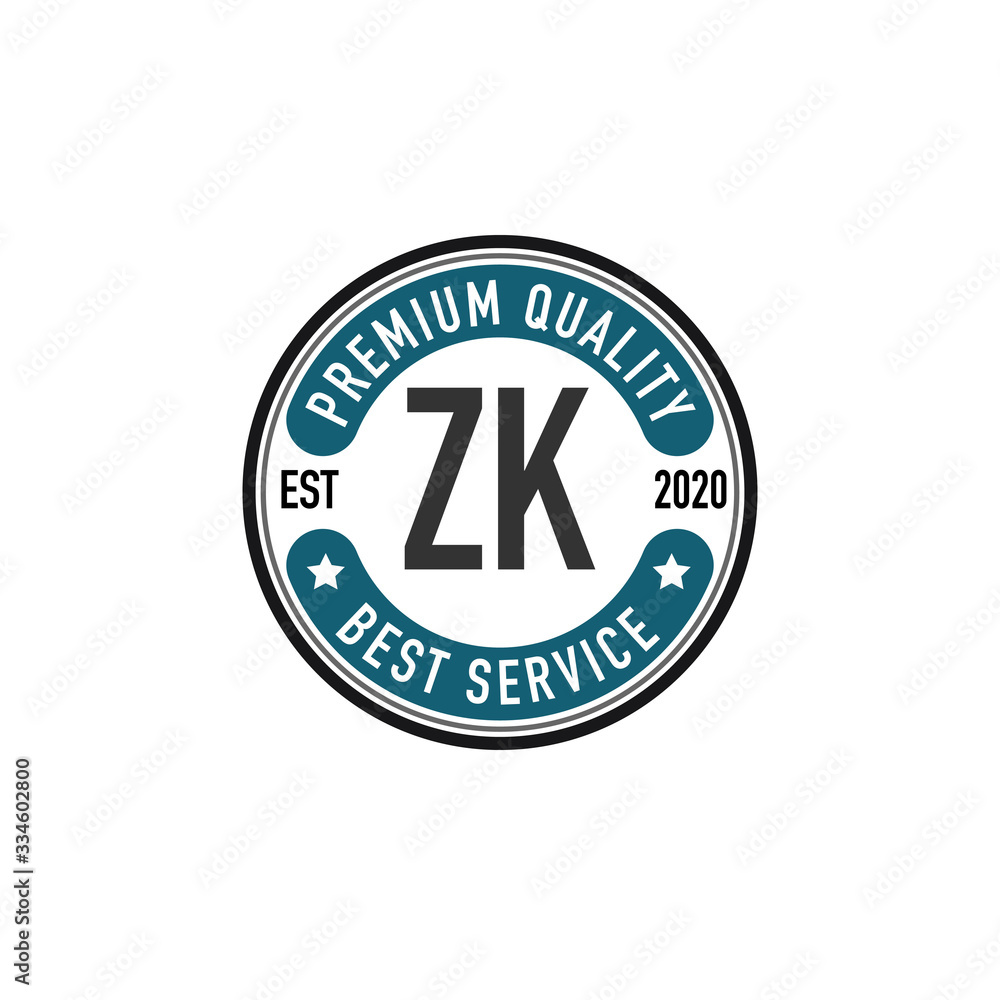 Initial Letter zk Elegance Logo Design Template. Vintage circle line ...