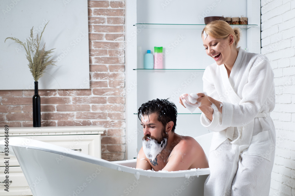 Morning treatments. Romantic couple enjoying. Relaxing time. Skincare ...