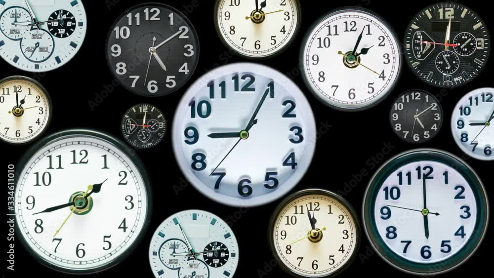 Various clock in one frame time lapse. Time concept footage made of ...