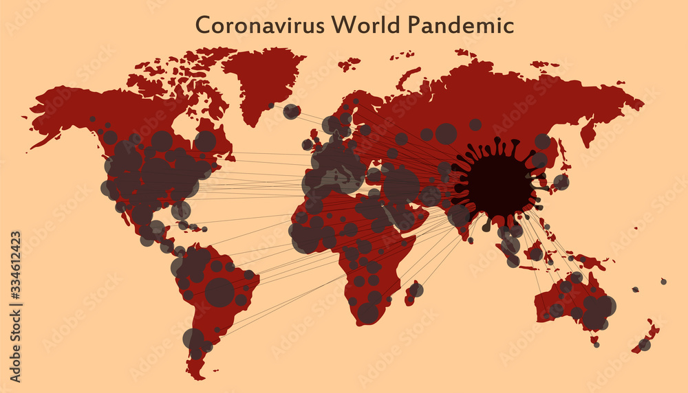 World map. Coronavirus pandemic (covid-19). Vector illustration of the ...