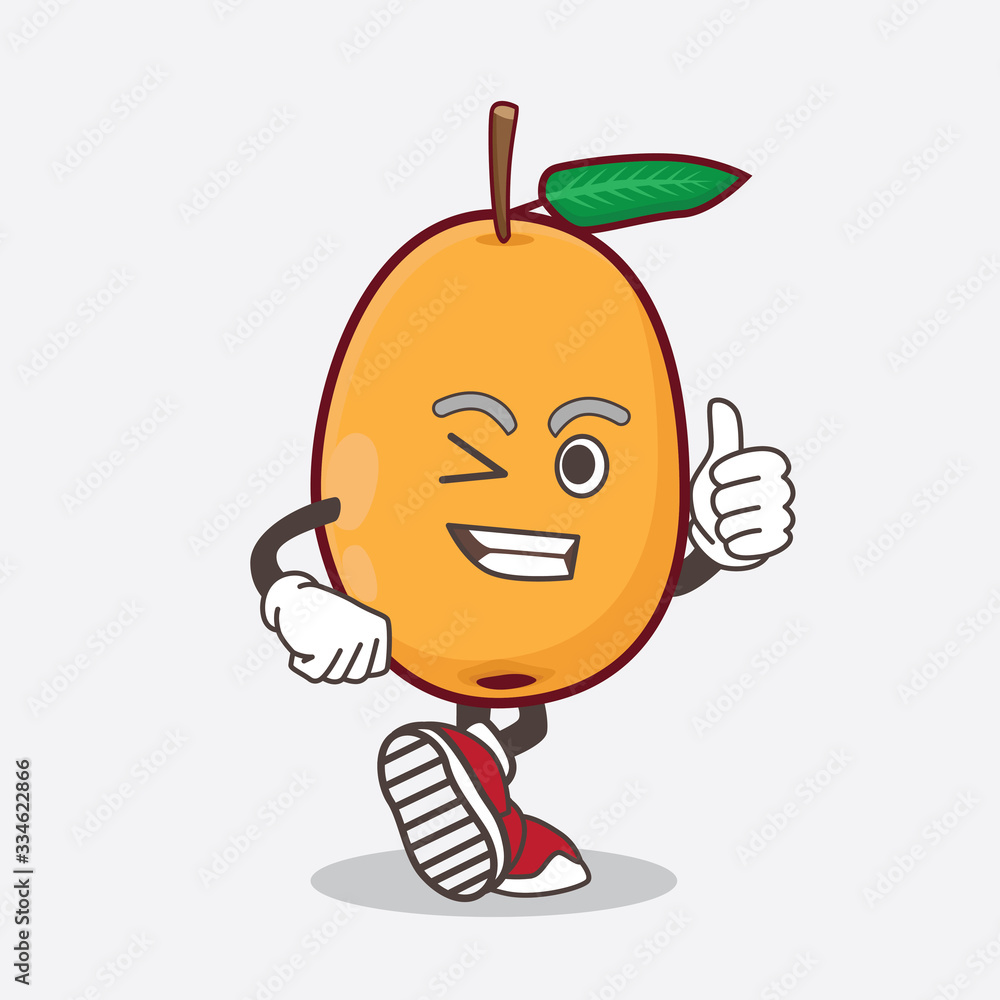 Loquat Fruit cartoon mascot character making Thumbs up gesture Stock ...