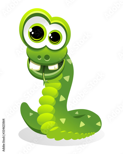 Vector drawing of a young cartoon snake with its tongue out and funny ...