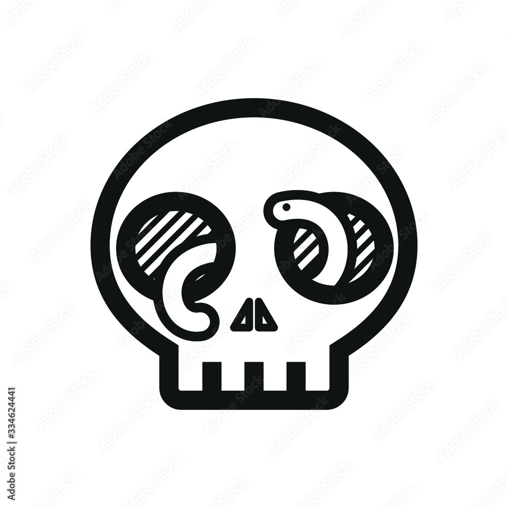 Human skull with worm coming out of it's eyes simple vector ...