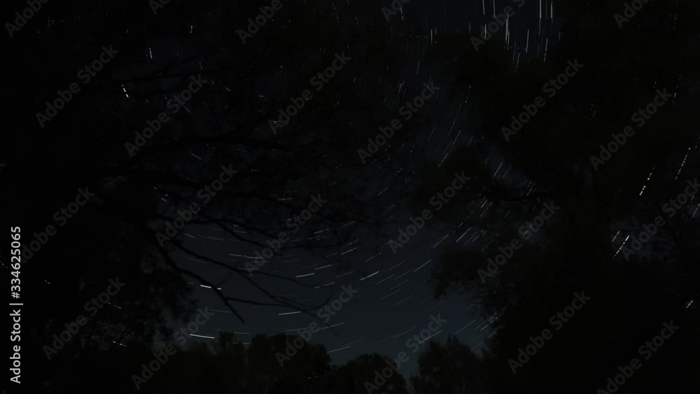 A cumulative or continuous star trail timelapse of the dark night sky ...