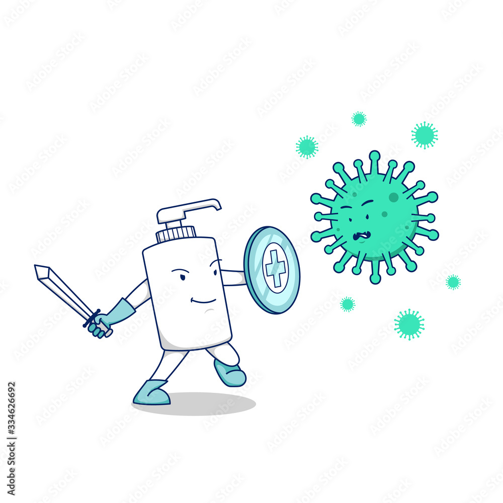hand sanitizer soap bottle fight covid corona virus bacteria vector ...