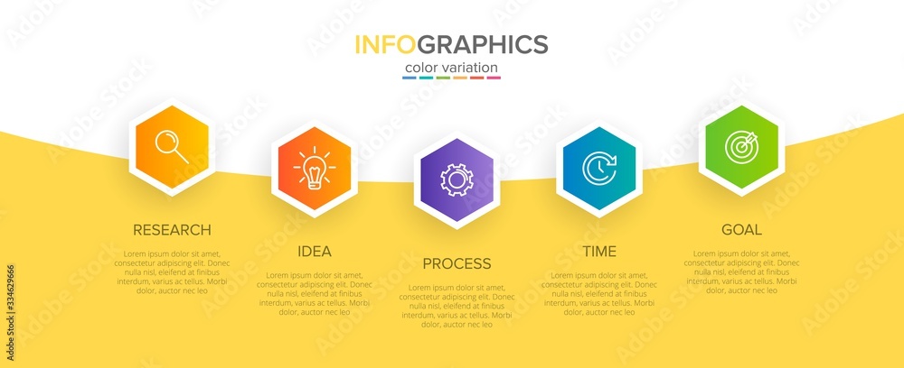 Infographic design with icons and 5 options or steps. Thin line vector ...