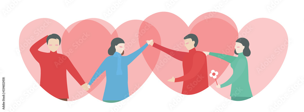Love triangle or square. Vector illustration in flat style for winter ...