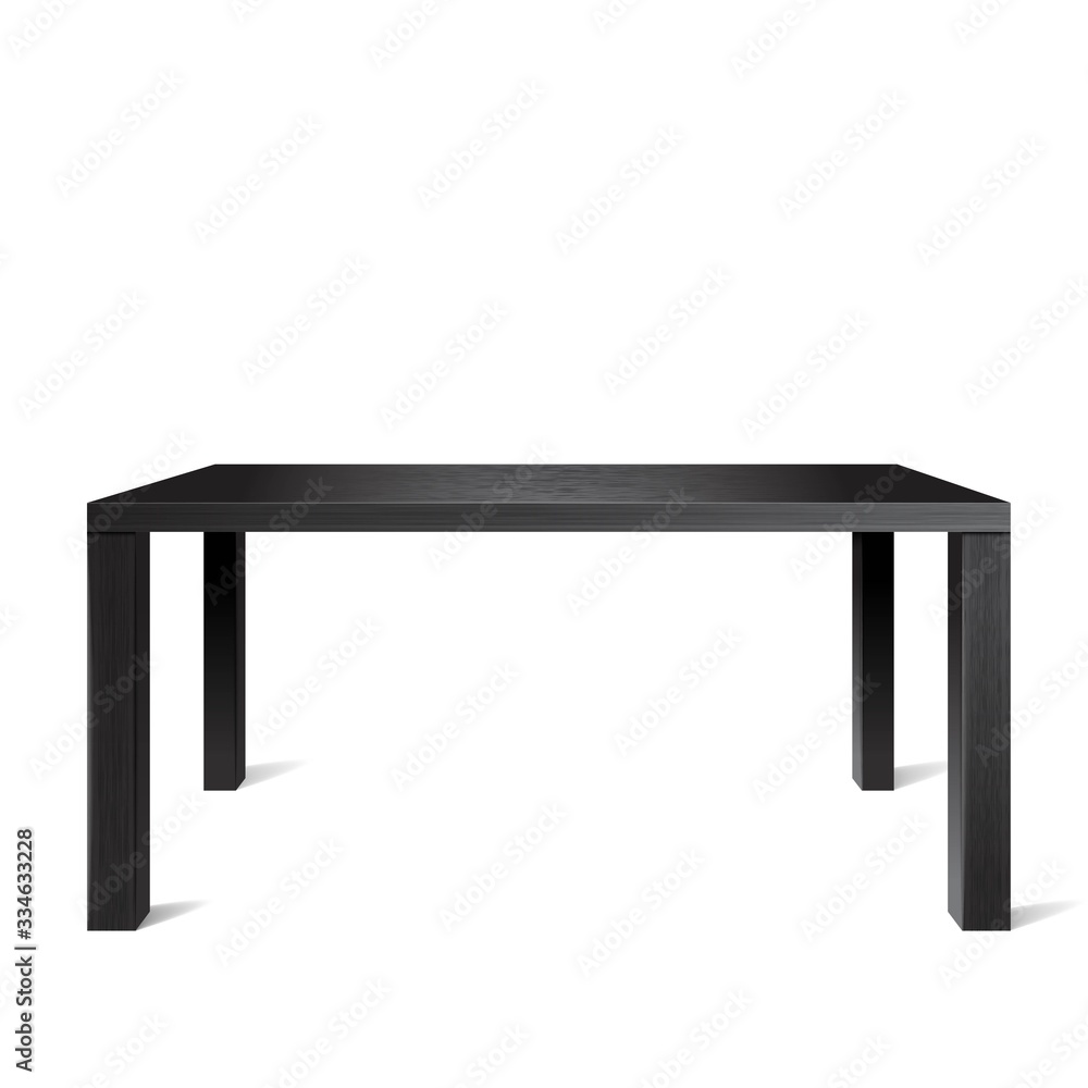 Black realistic wooden table on white background. Template for object ...