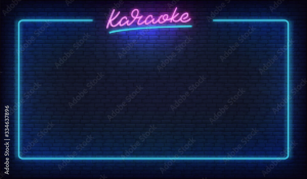 Karaoke. Neon template with glowing border and lettering Karaoke Stock ...