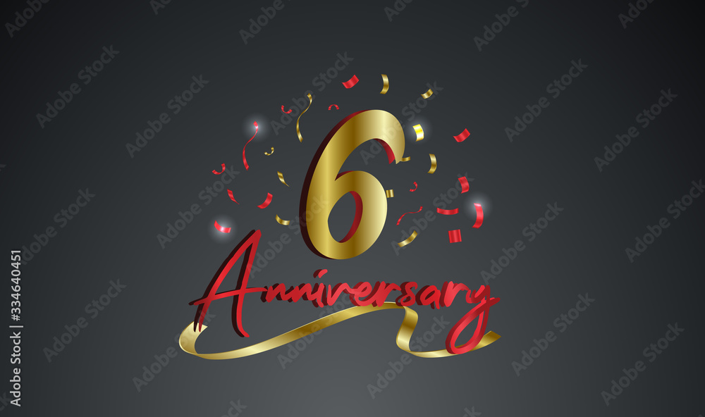 Anniversary celebration background. with the 6th number in gold and ...